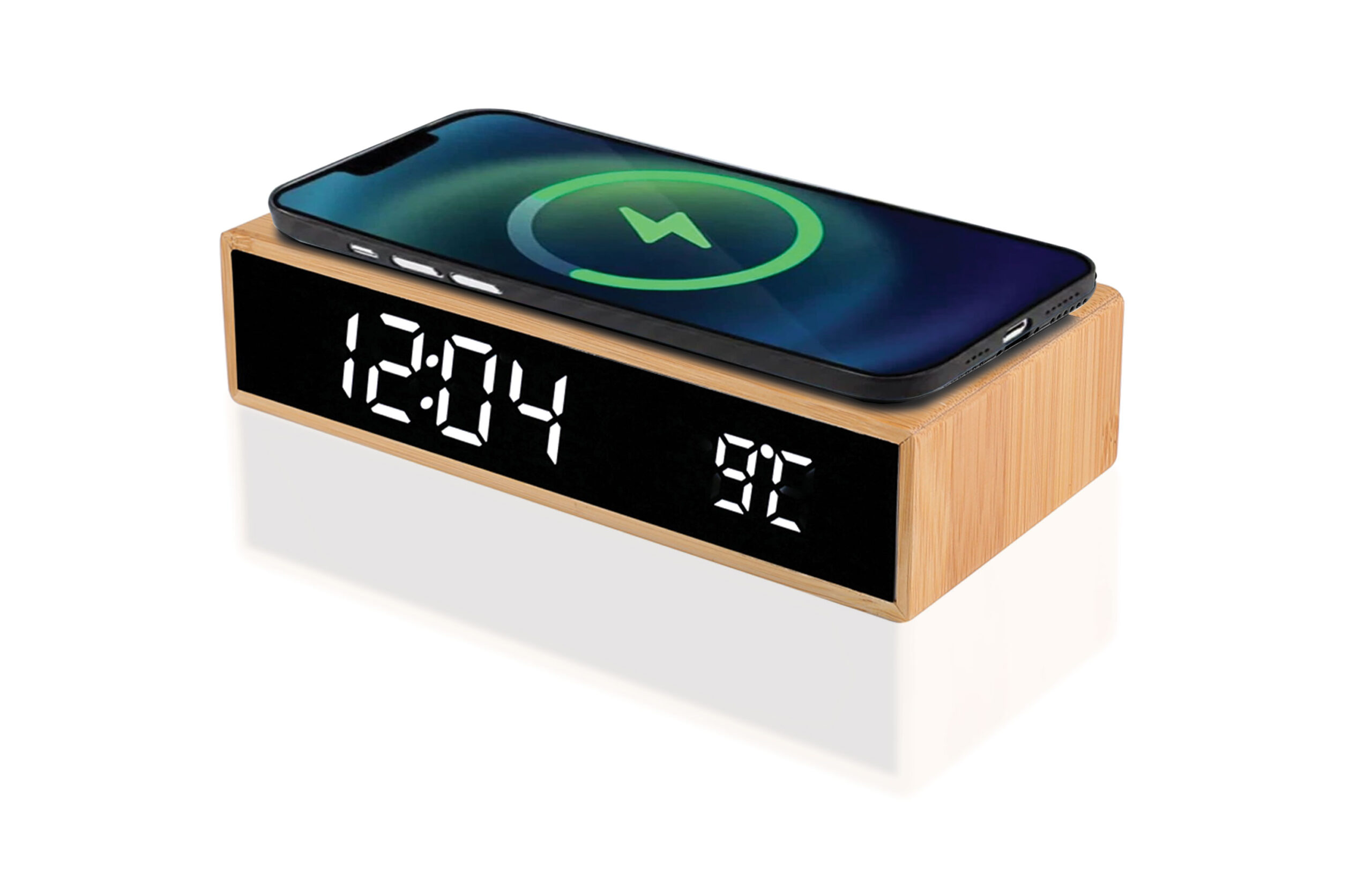 Bamboo Multifunction Wireless Clock | Stylish & Functional